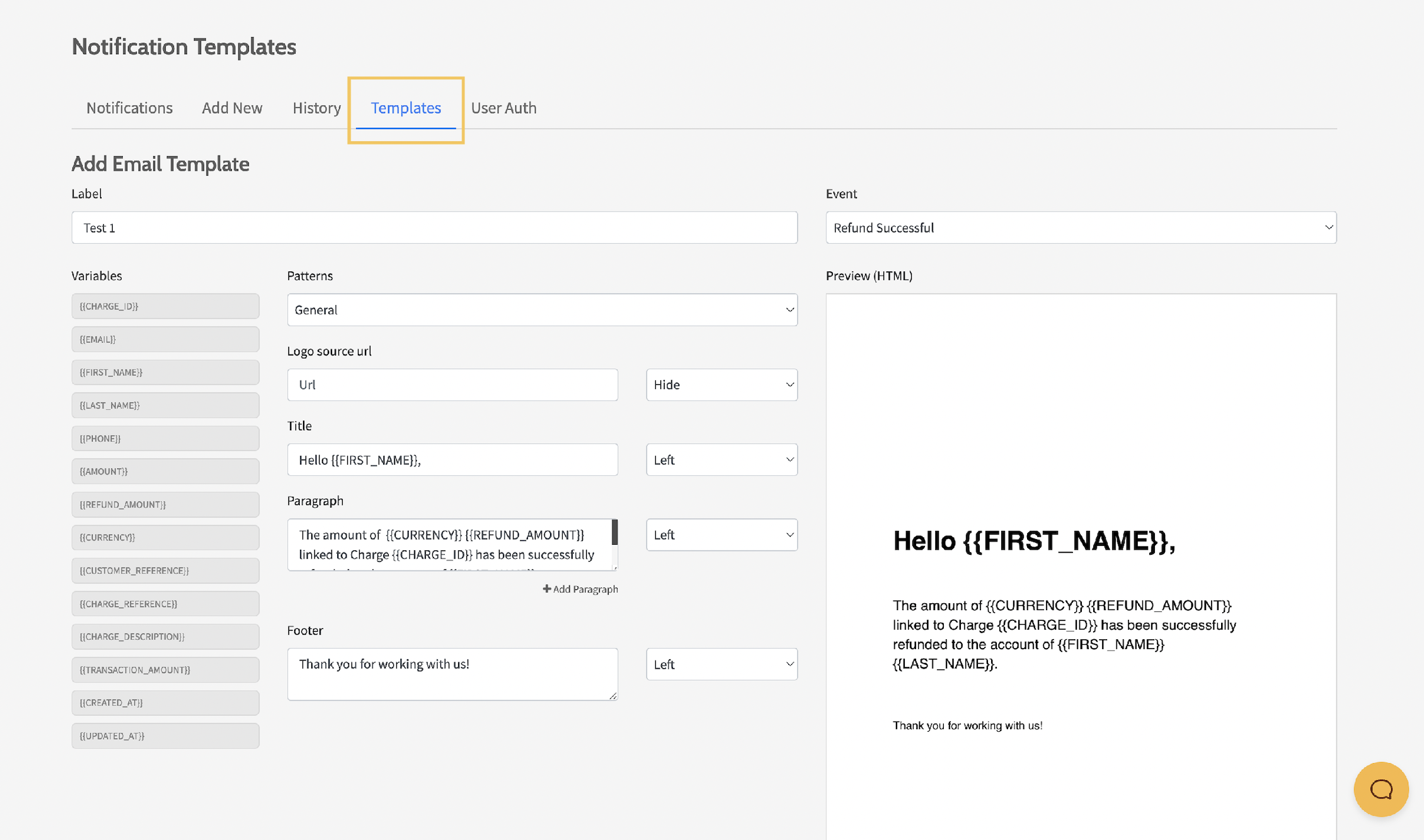 Notification Templates